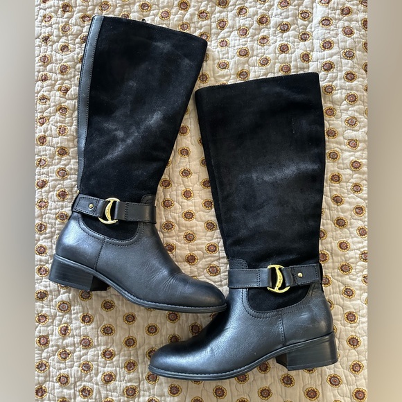 Ralph Lauren | Shoes | Ralph Lauren Micah Black Leather Suede Knee High ...